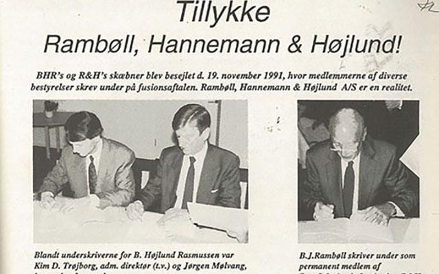 1991: Joint forces – the merger of Rambøll & Hannemann and B. Højlund ...