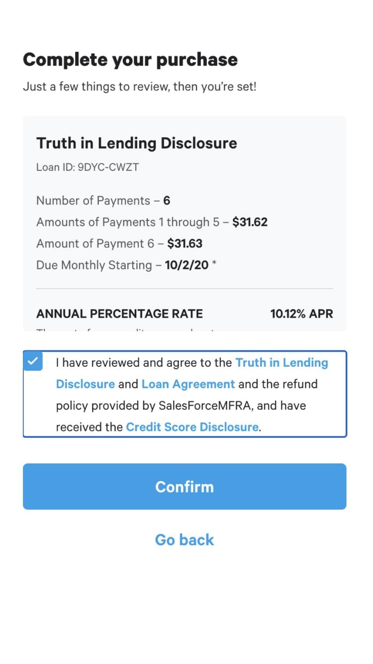 Affirm payment method - Adyen