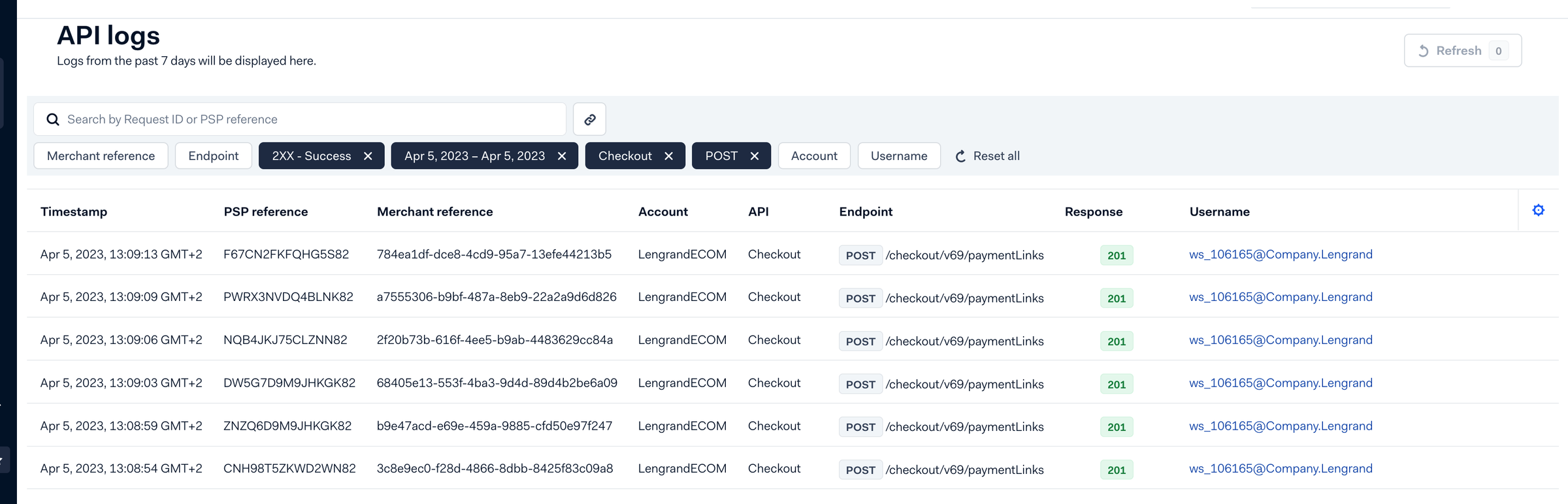 API logs to troubleshoot and speed development - Adyen